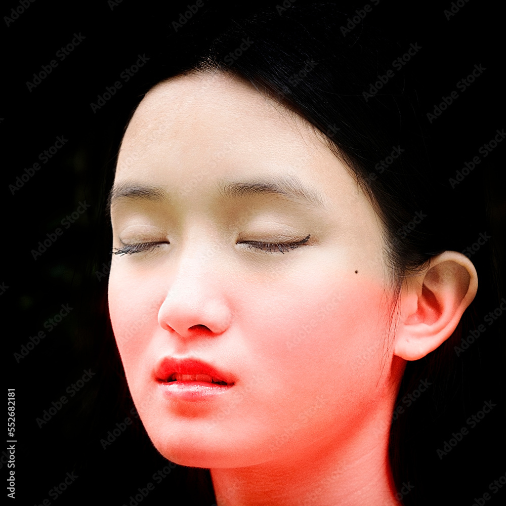 little china girl in red Stock Photo | Adobe Stock