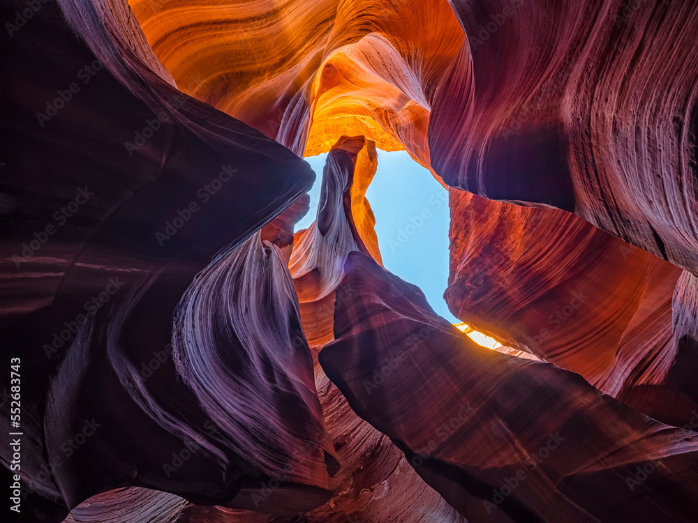 A slot canyon outside of Page, Arizona. Beautiful colours and sandstone ...