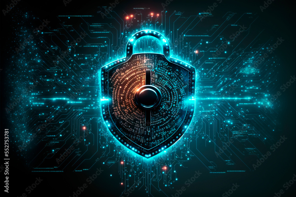 binary code lock, Big data and cybersecurity conceptual generative ai illustration Stock ...