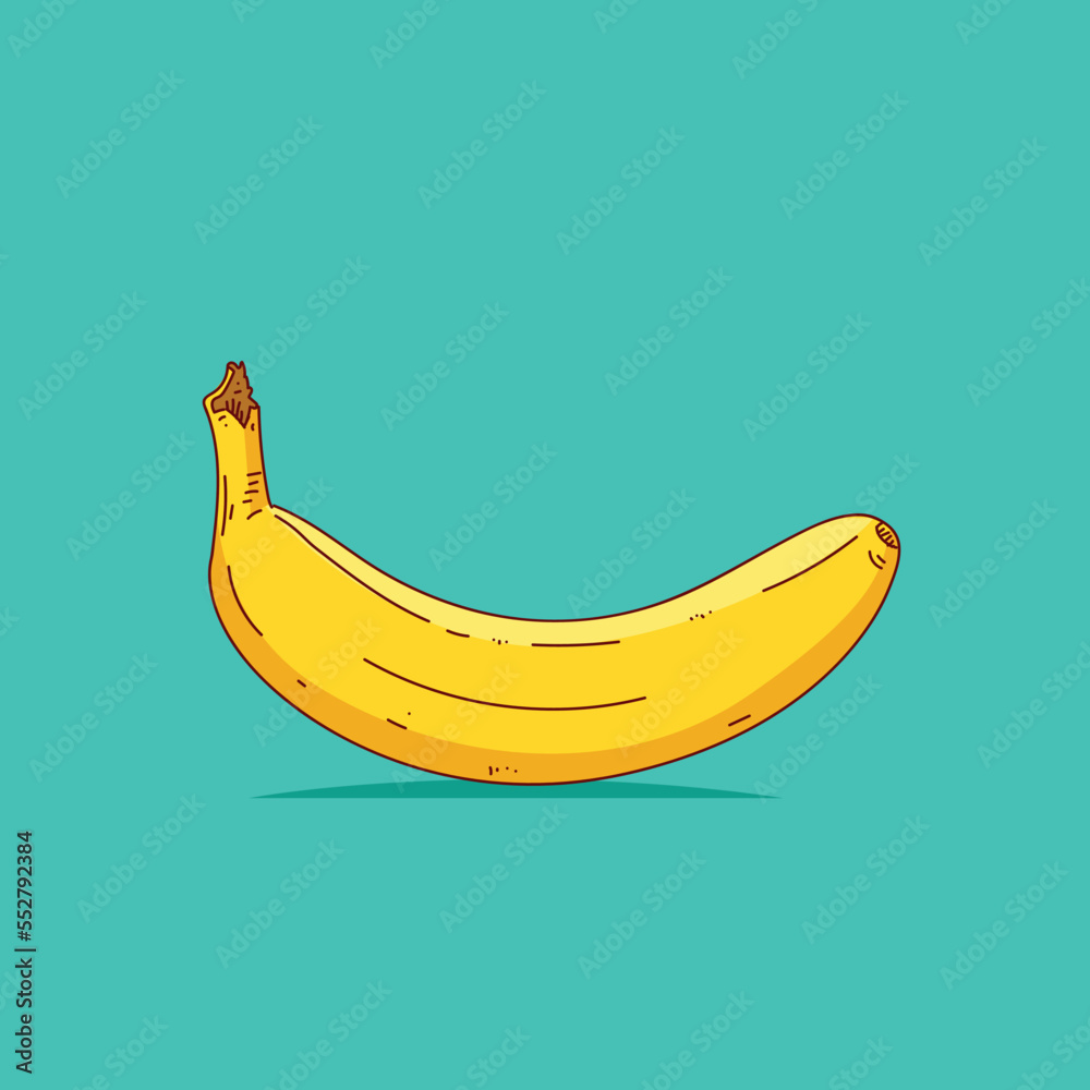 Banana Vector Clip Art Illustration. Flat Cartoon Style Line Drawing ...