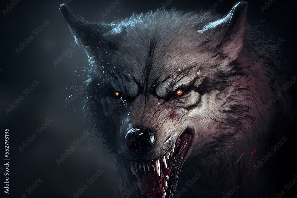 scary angry wolf with sharp teeth Stock Photo | Adobe Stock