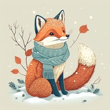 Fox Wearing Scarf Winter Free Stock Photo - Public Domain Pictures