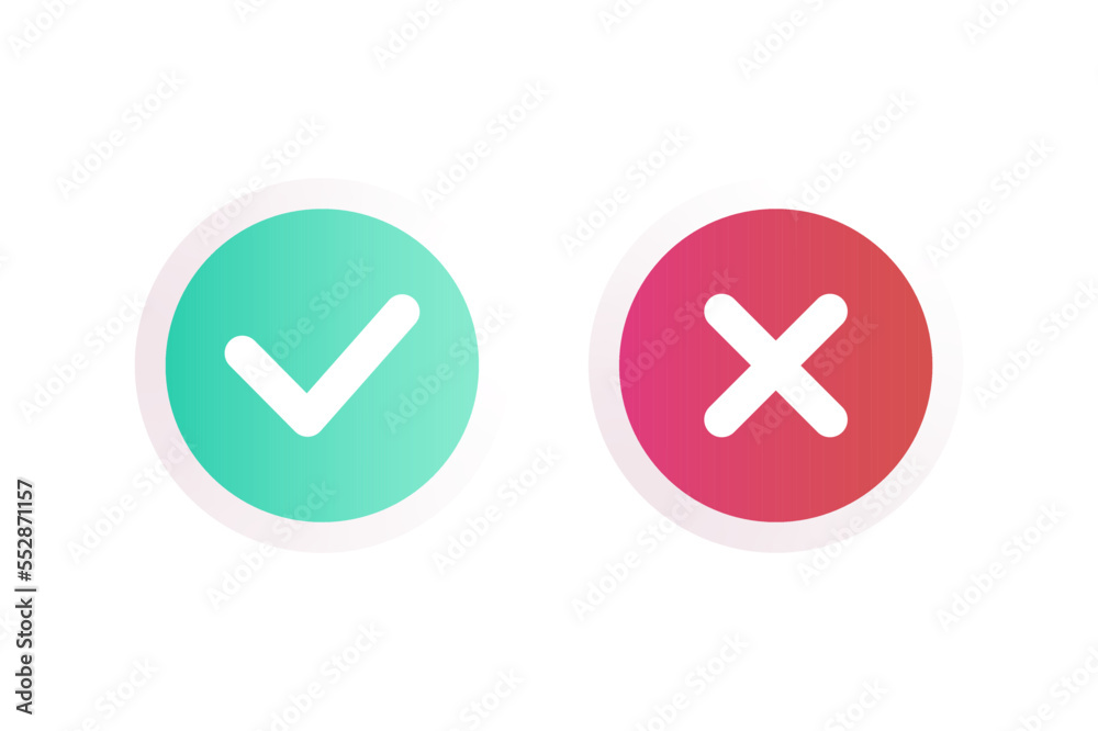 Stock-Vektorgrafik „Check mark label. Check mark signs in green and red ...