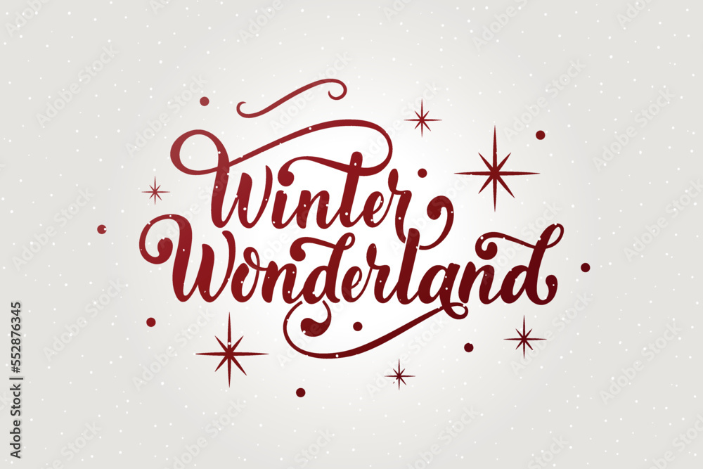 Winter wonderland handwritten text with stars and snowflakes. Hand ...