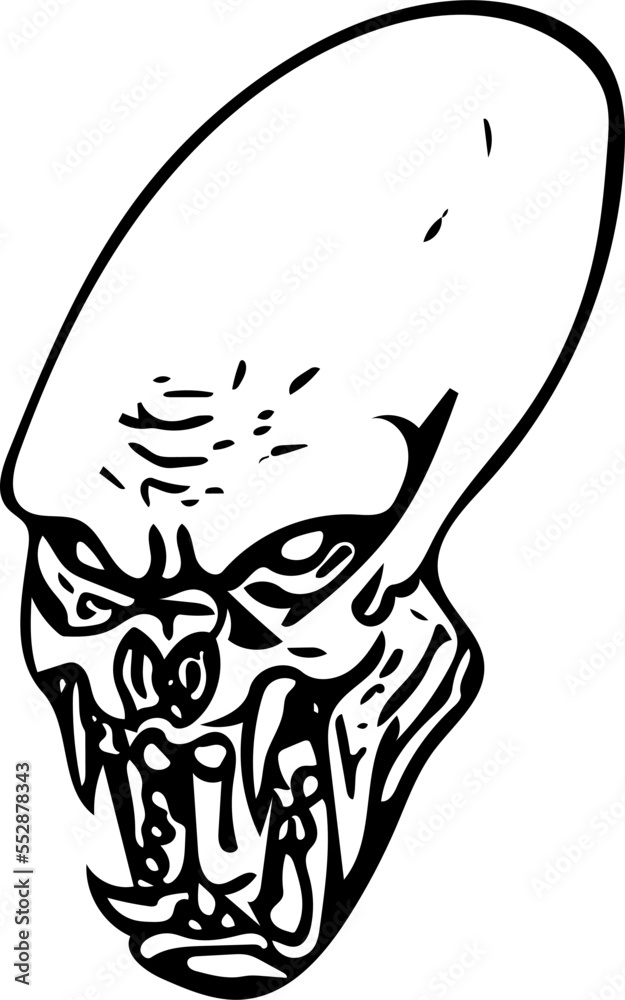 Alien head vector Outer space monster Alien skull Monster head ...