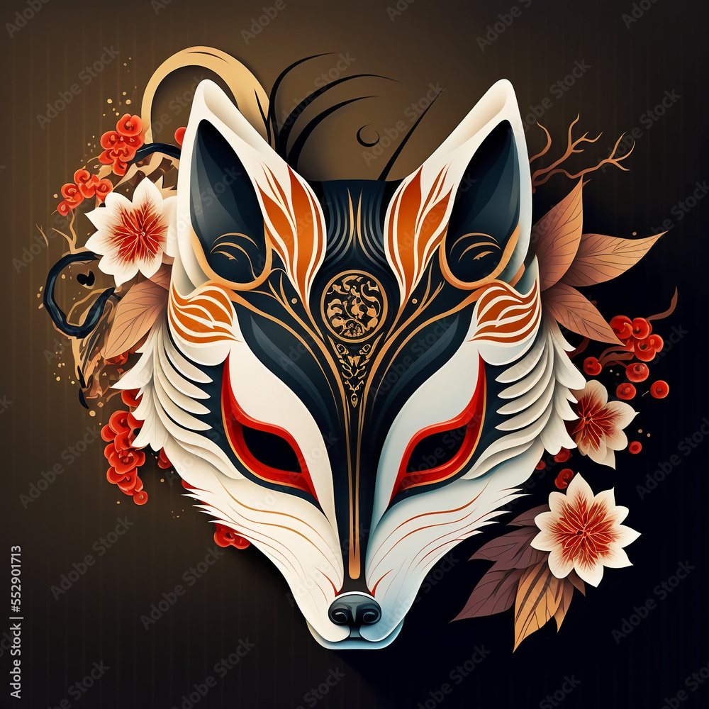 Japanese kitsune fox mask. Created with Generative AI Technology Stock ...