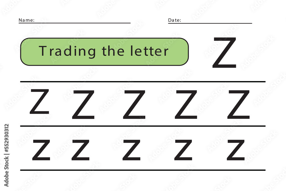 Trace letters of the English alphabet. Uppercase and lowercase letter Z ...