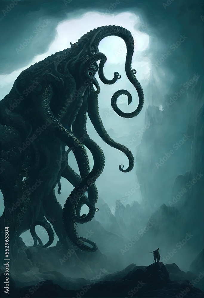 Cthulhu Ancient God Walking Sea Monster with Tentacles - Background for ...