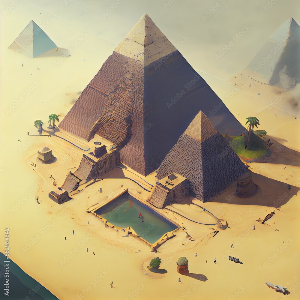 Ancient Egypt Pyramids in Giza - Diorama, Isometric View, Game Concept ...