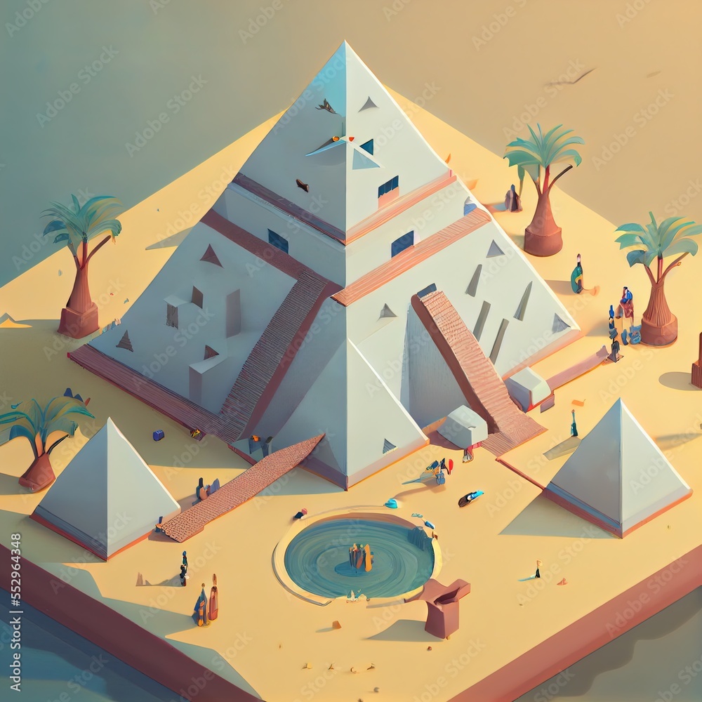 Ancient Egypt Pyramids in Giza - Diorama, Isometric View, Game Concept ...