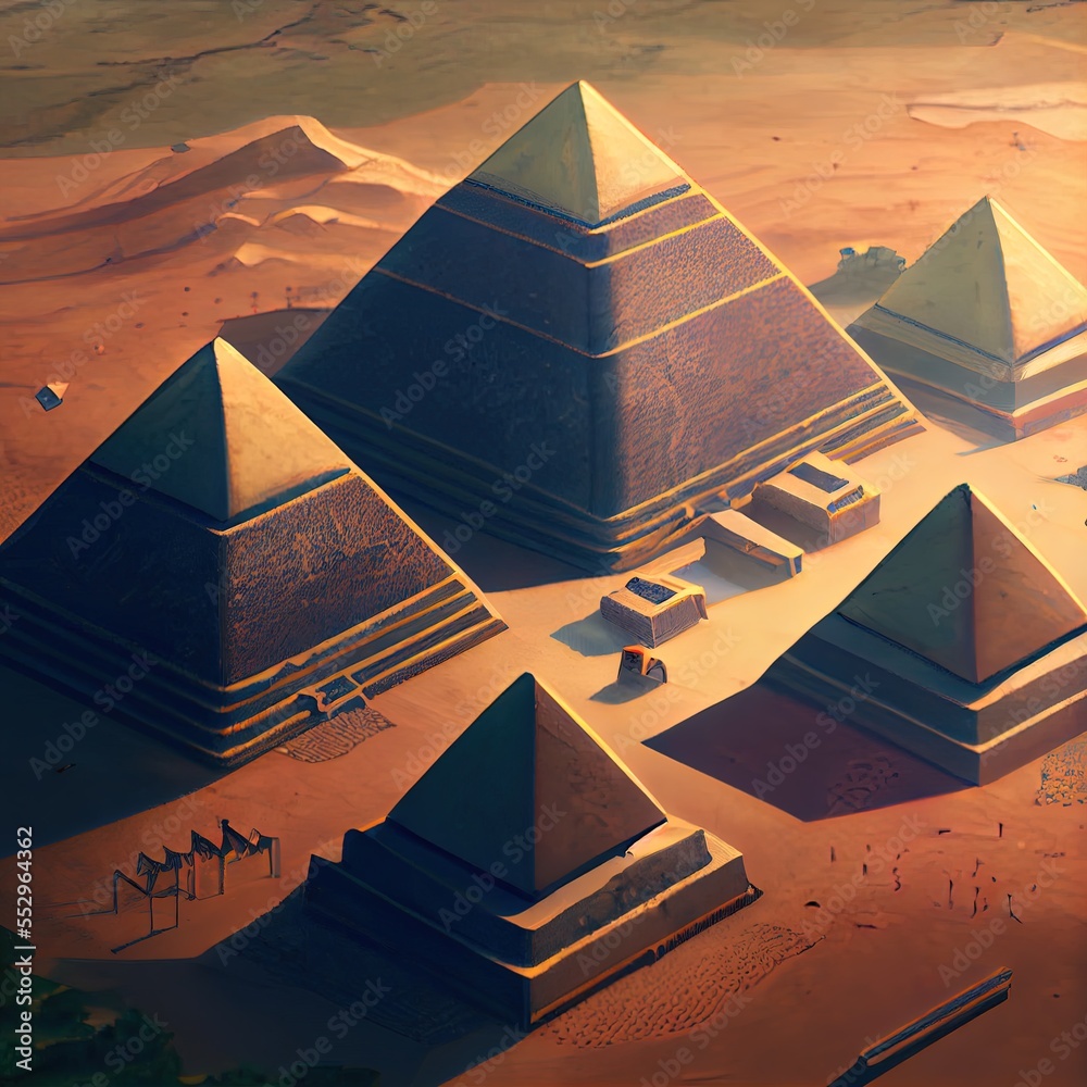 Ancient Egypt Pyramids in Giza - Diorama, Isometric View, Game Concept ...