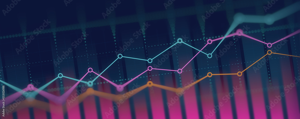 Financial graph with up trend line candlestick chart in stock market on ...