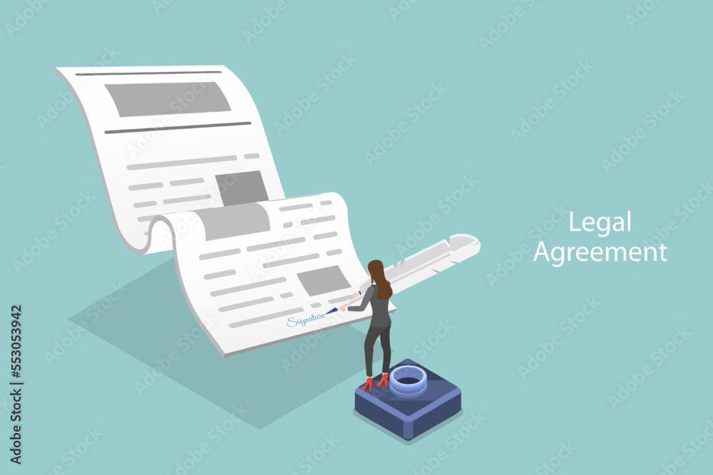 3D Isometric Flat Vector Conceptual Illustration of Legal Agreement ...