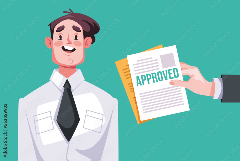 Approve document stamp paper application form work. Vector flat graphic ...