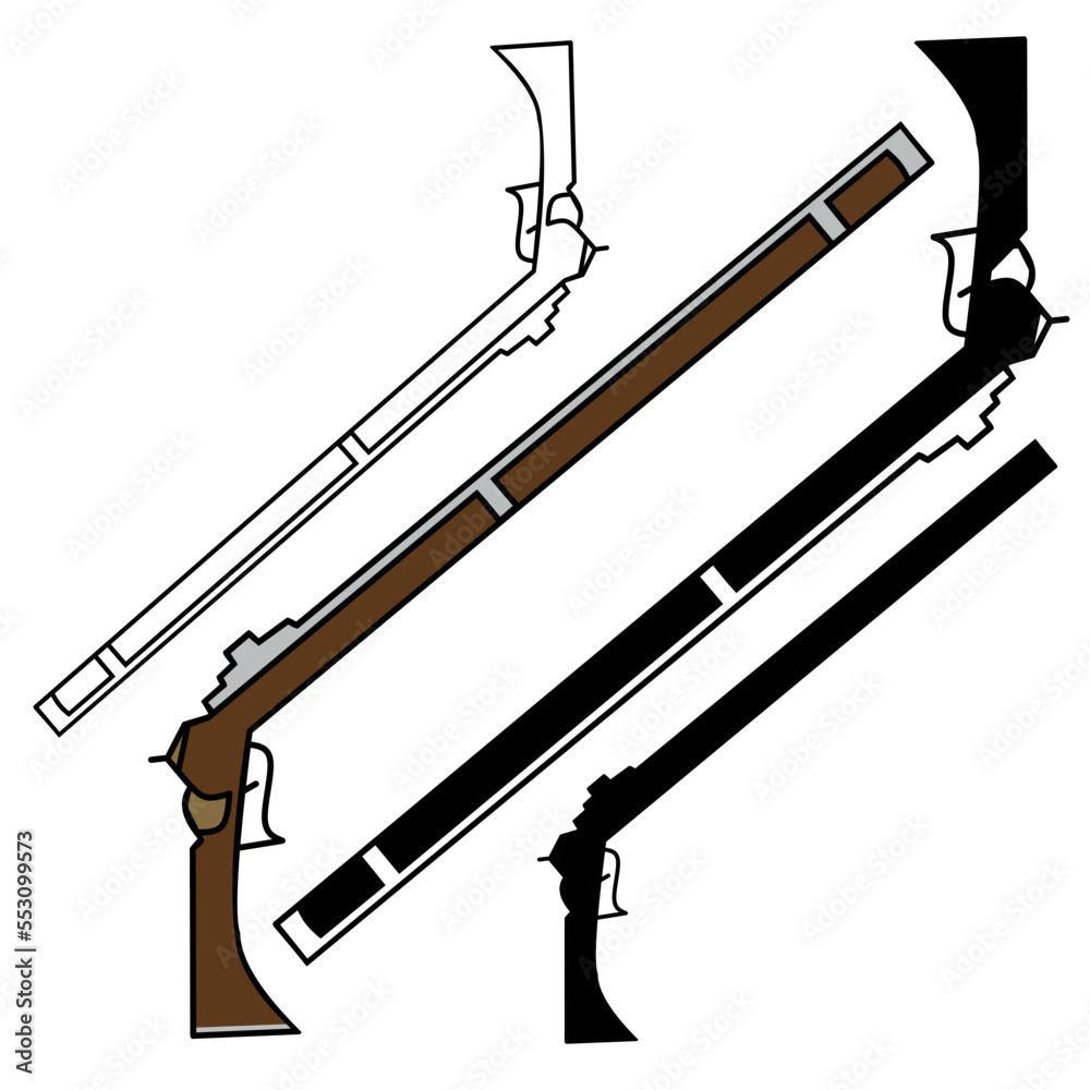 set of matchlock gun weapon collection vector illustration Stock Vector ...