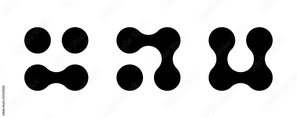 Connected dots icon. Circles pattern sign. Integration symbol. Abstract point movement ...