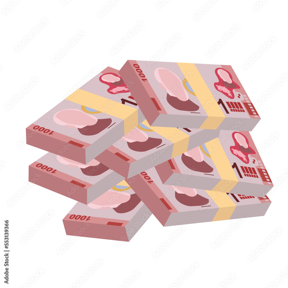 Costa Rican Colon Vector Illustration. Costa Rica money set bundle ...