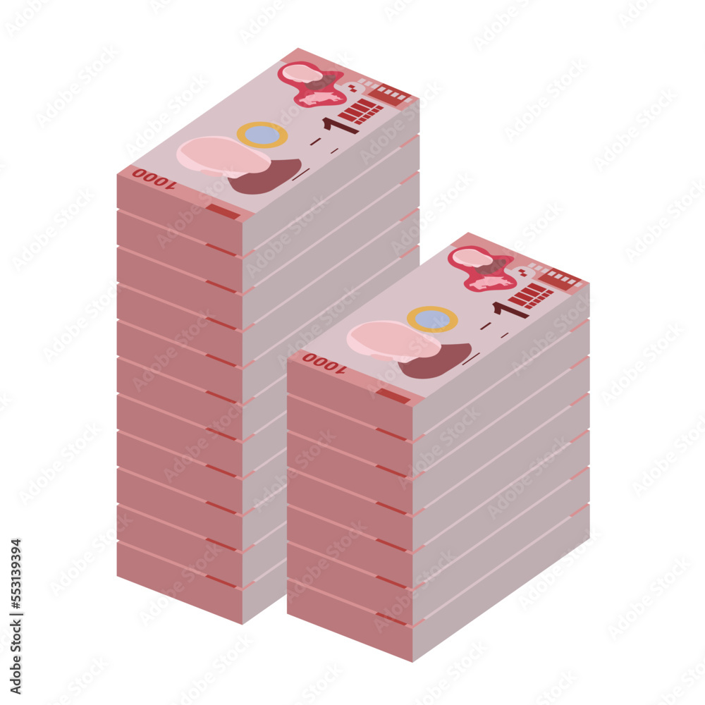 Costa Rican Colon Vector Illustration. Costa Rica money set bundle ...