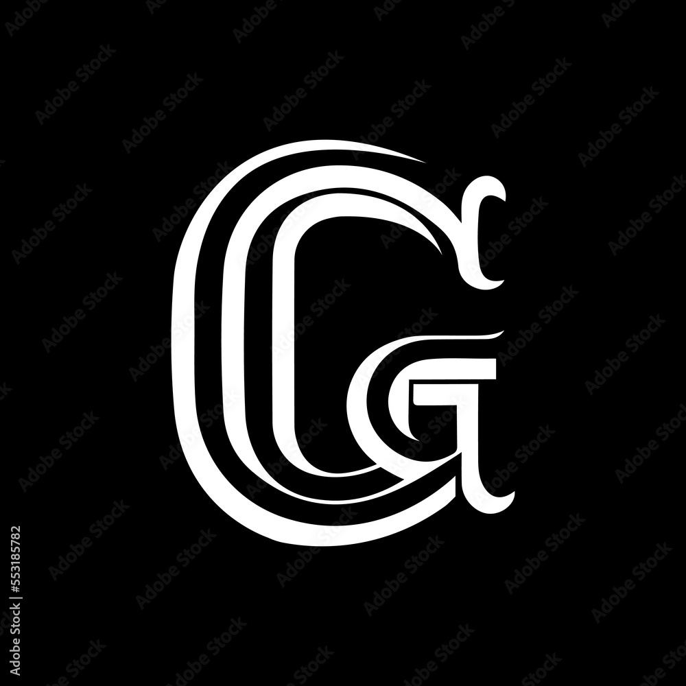 letter gc monogram logo, black and white Stock Vector | Adobe Stock
