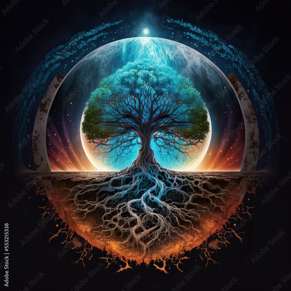 Golden Tree of life. Roots. Represents the afterlife, and connection ...