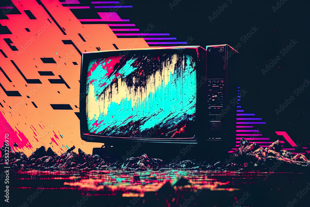 Illustration Stock Glitch backdrop abstract glitchy technology vintage ...