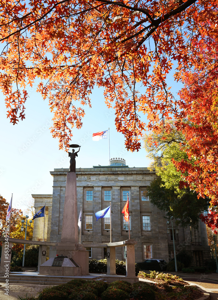 Raleigh, NC - USA - 11-28-2022: Fall foliage on the grounds of the ...