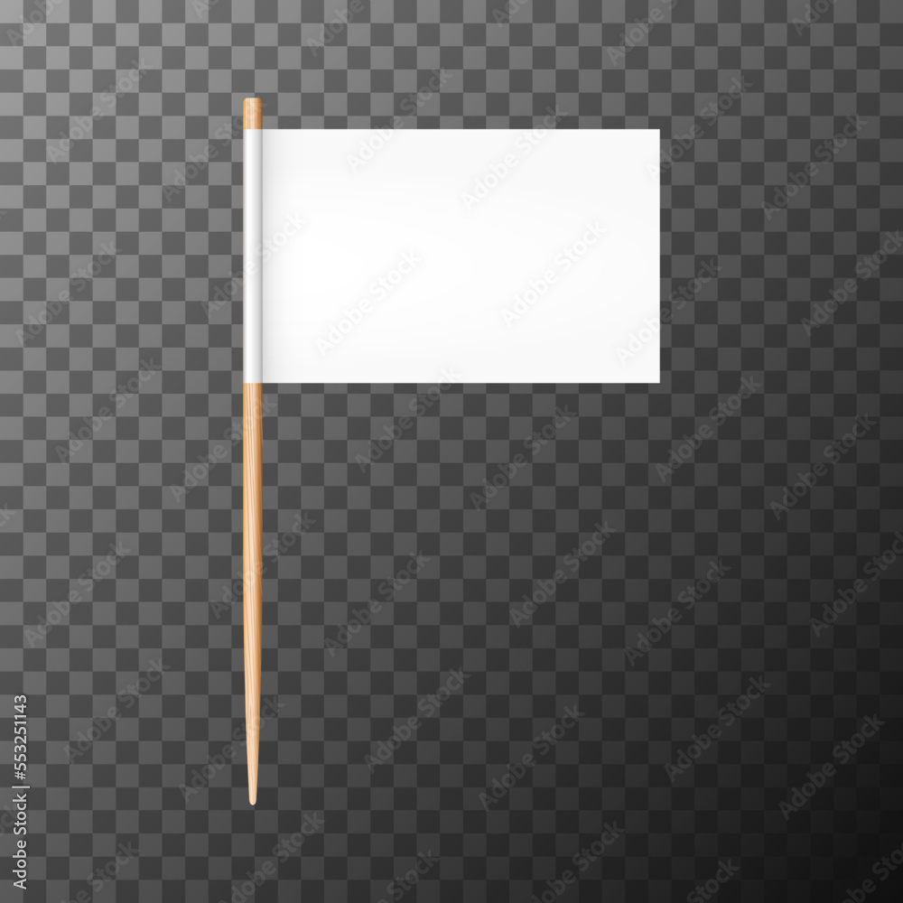 Toothpick with rectangle flag on transparent background. White ...