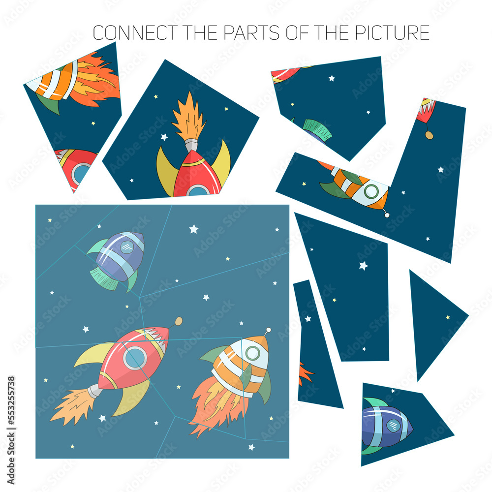 Educational game connect the parts of picture PNG illustration with ...