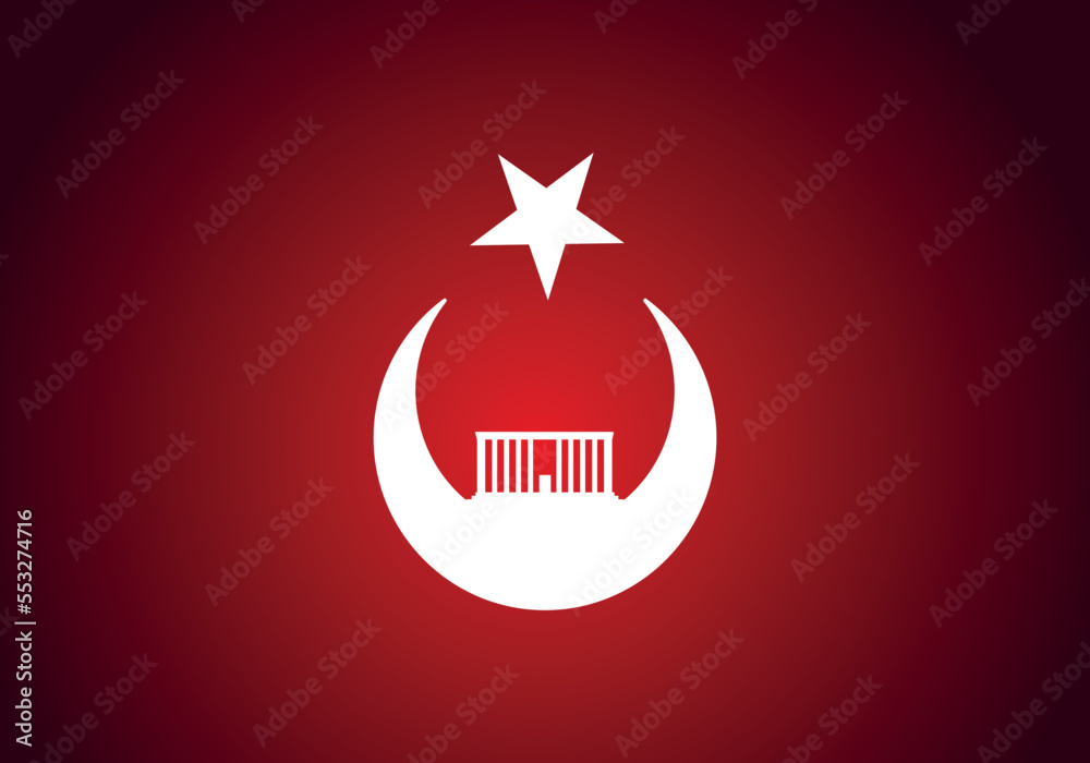 Turkish flag. Crescent and star, and the founder of Turkey, Gazi ...