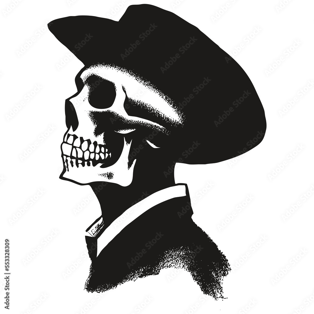 skull with hat tattoo vector hand drawn ,black and white clip art Stock ...
