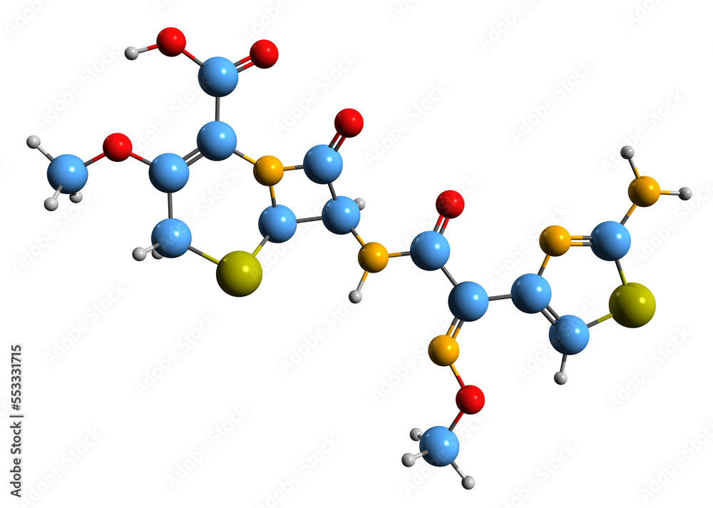 3D image of Cefpodoxime skeletal formula - molecular chemical structure ...