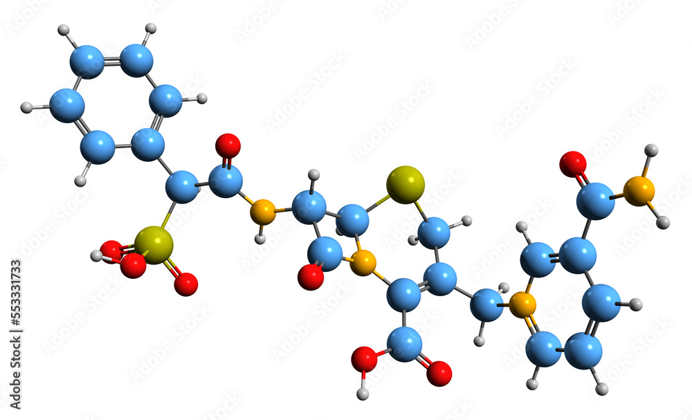 3D image of Cefsulodin skeletal formula - molecular chemical structure ...