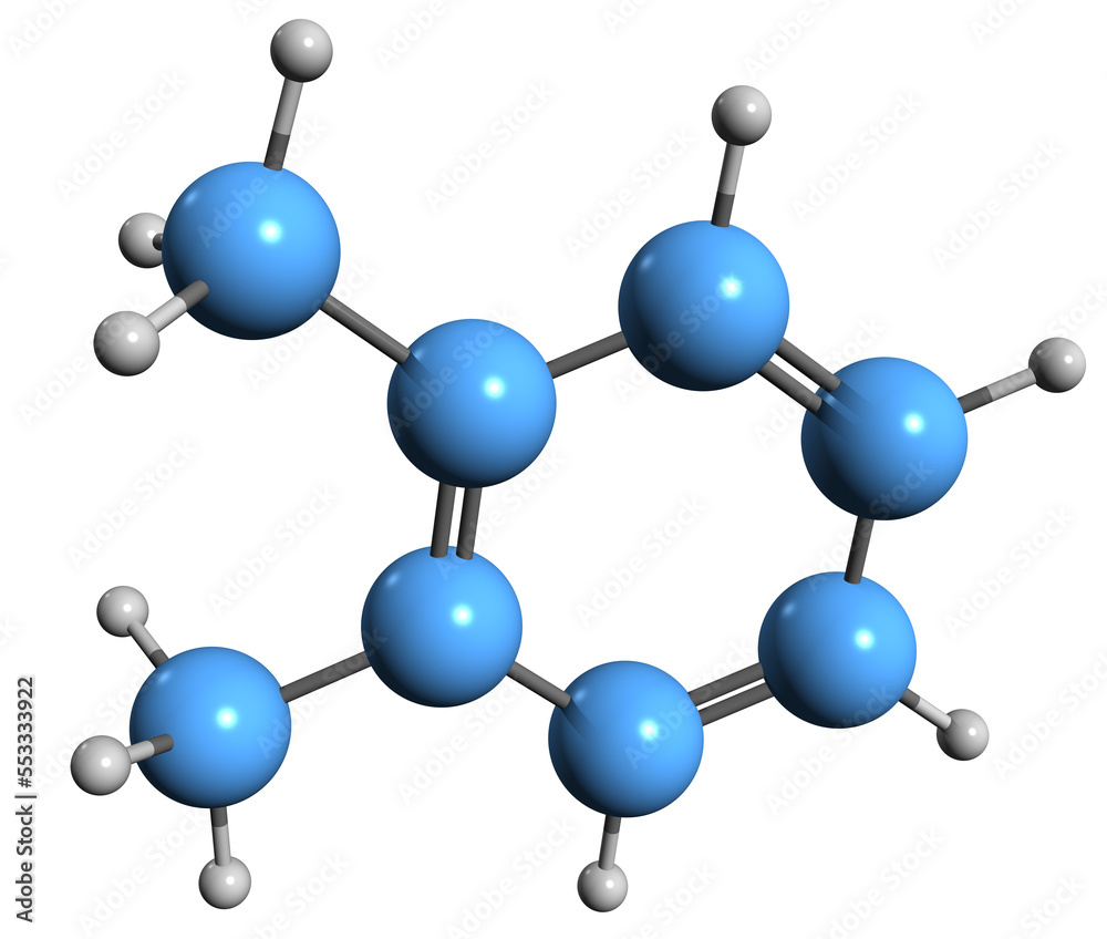 3D image of o-Xylene skeletal formula - molecular chemical structure of ...