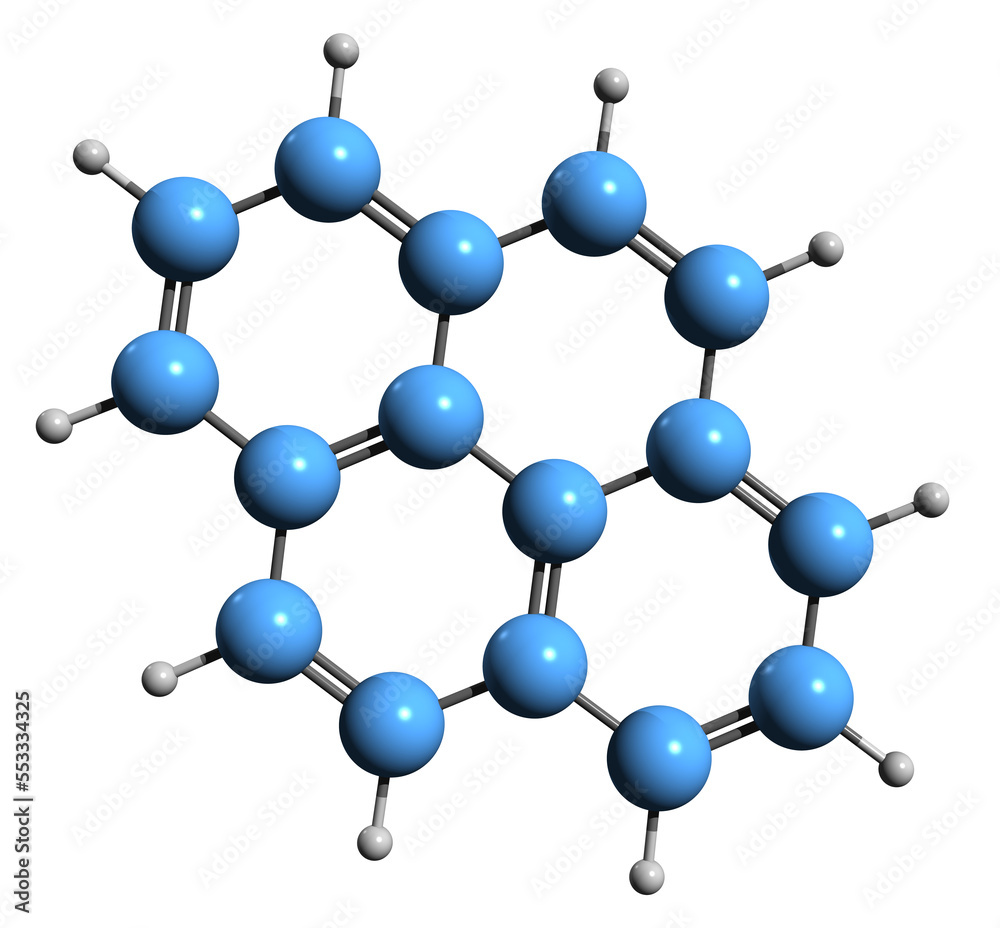 3D image of Pyrene skeletal formula - molecular chemical structure of ...