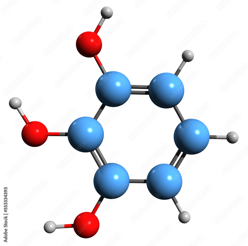 3D image of Pyrogallol skeletal formula - molecular chemical structure ...