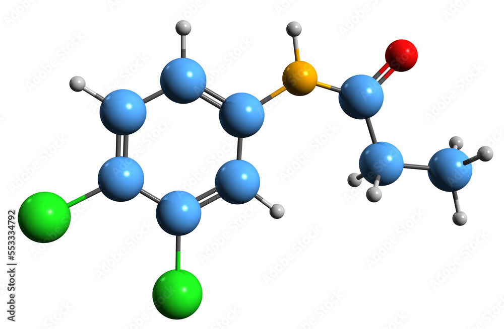 3D image of Propanil skeletal formula - molecular chemical structure of ...