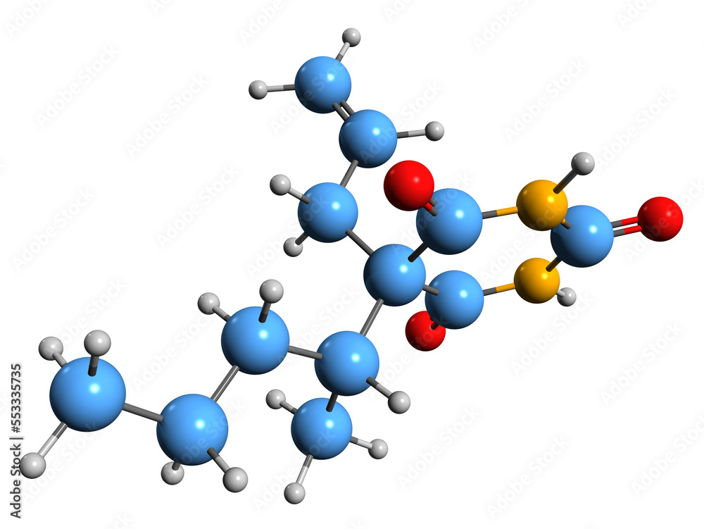 3D image of Secobarbital skeletal formula - molecular chemical ...