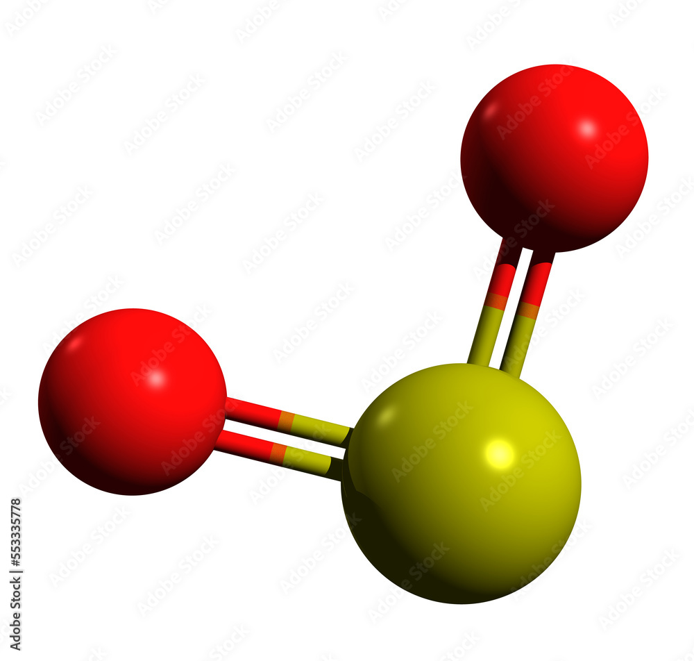 3D image of Sulfur dioxide skeletal formula - molecular chemical ...