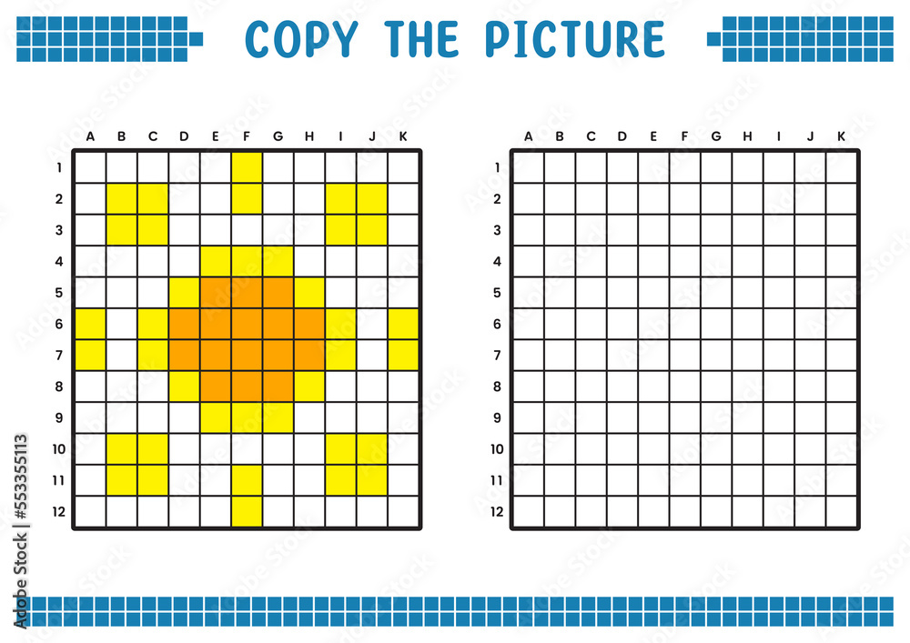 Copy the picture, complete the grid image. Educational worksheets ...