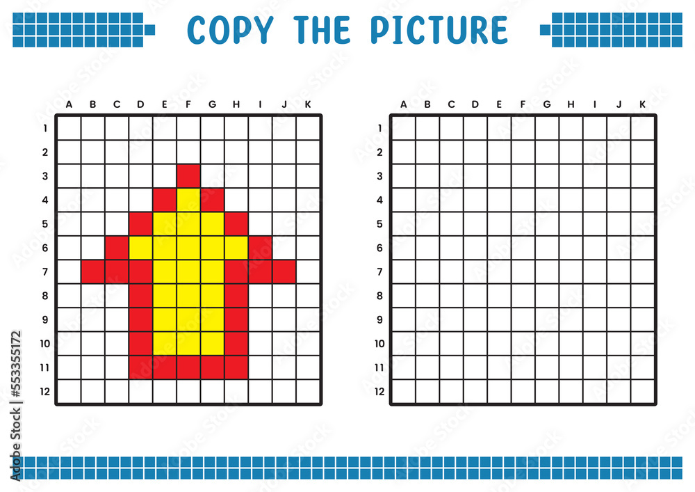 Copy the picture, complete the grid image. Educational worksheets ...