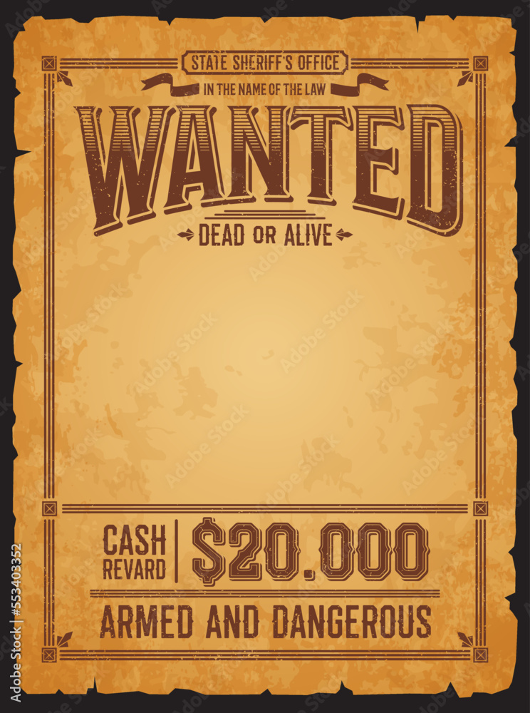 Vector de Stock Western wanted banner dead or alive vintage poster ...