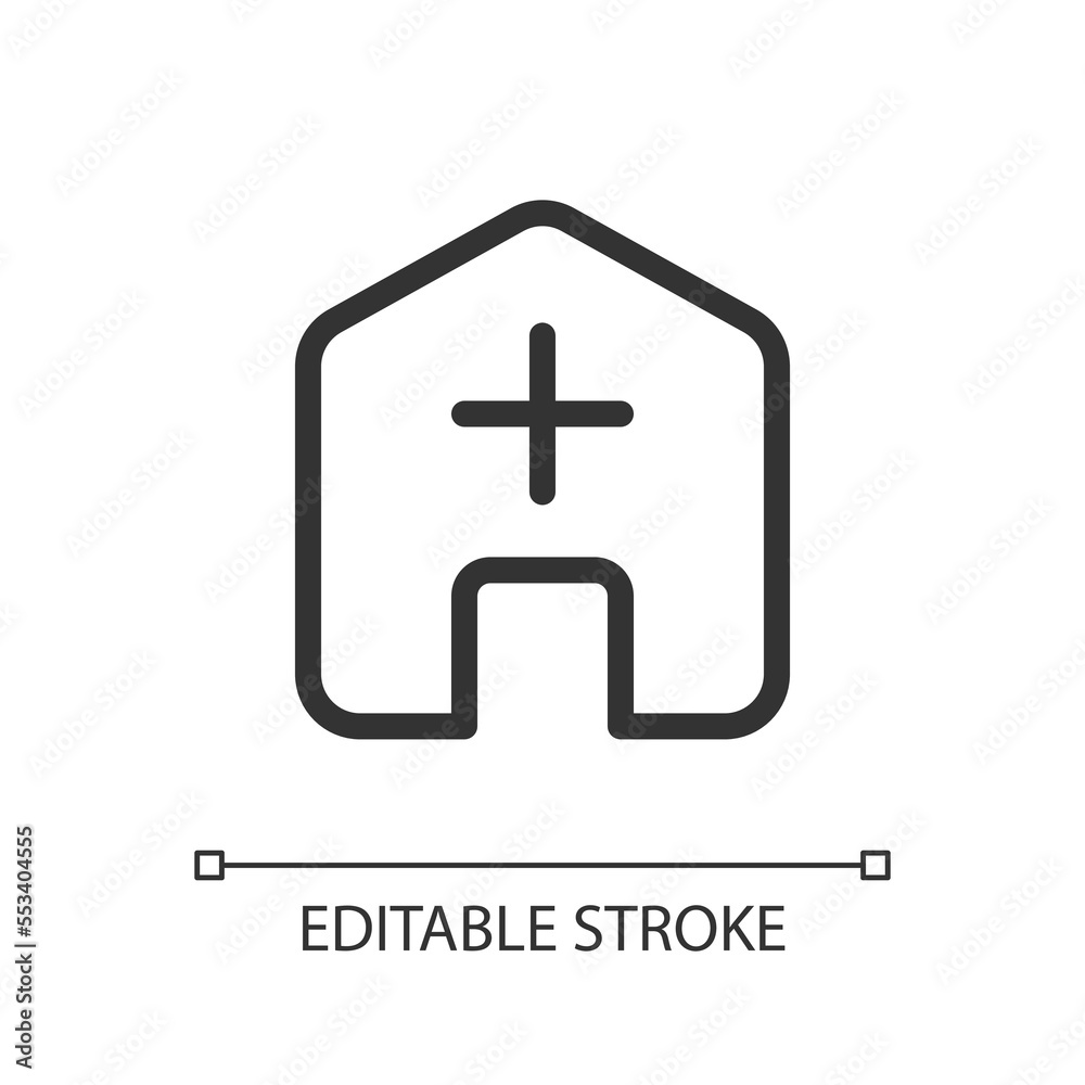 Add address pixel perfect linear ui icon. Delivery service. Mail ...