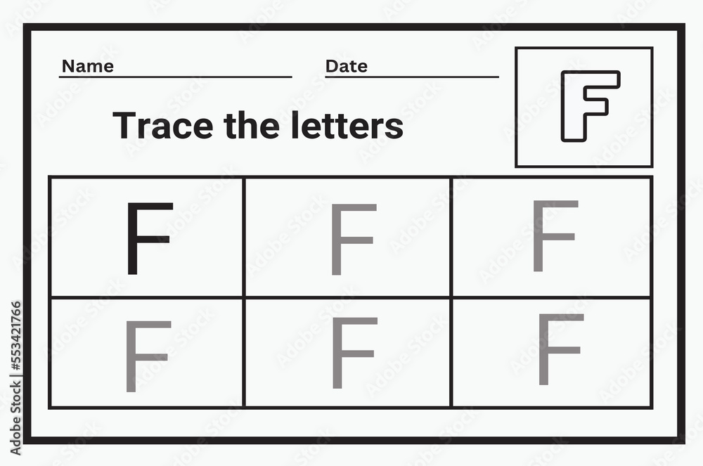 Alphabet tracing worksheet. A-Z writing pages. Letter F. uppercase and ...