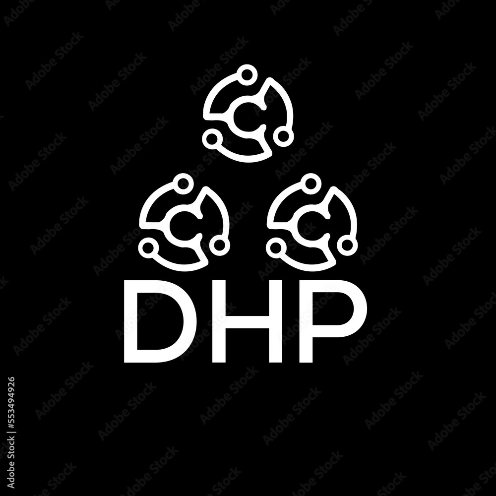 Vector de Stock DHP letter logo. DHP best black background vector image ...