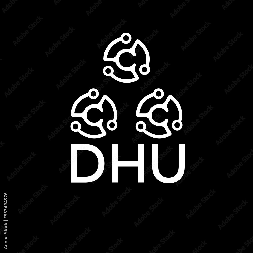 DHU letter logo. DHU best black background vector image. DHU Monogram ...