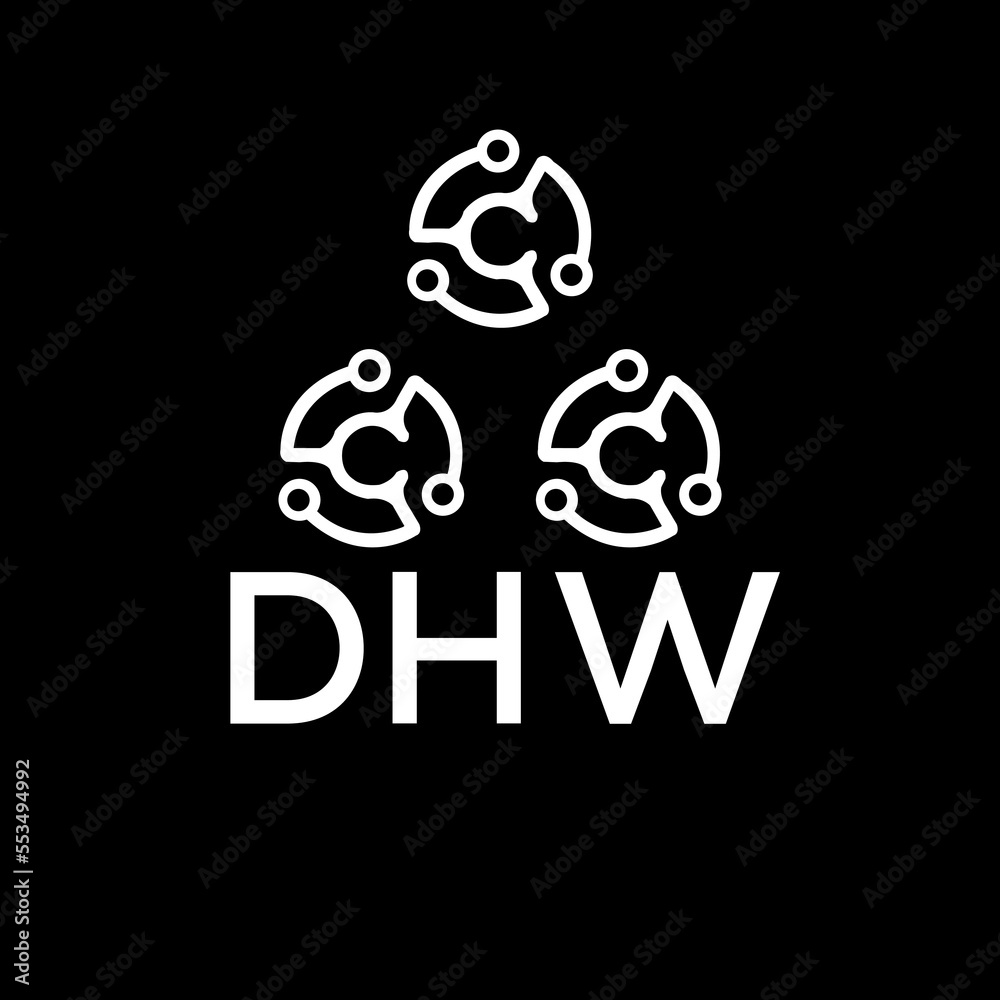 DHW letter logo. DHW best black background vector image. DHW Monogram ...
