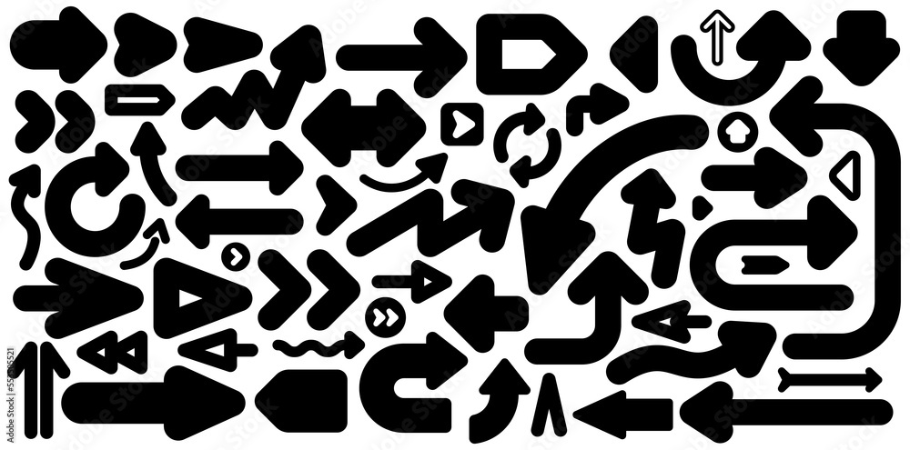 Rounded fat arrow vector. Thick vectorial arrows. cute heavy arrows ...