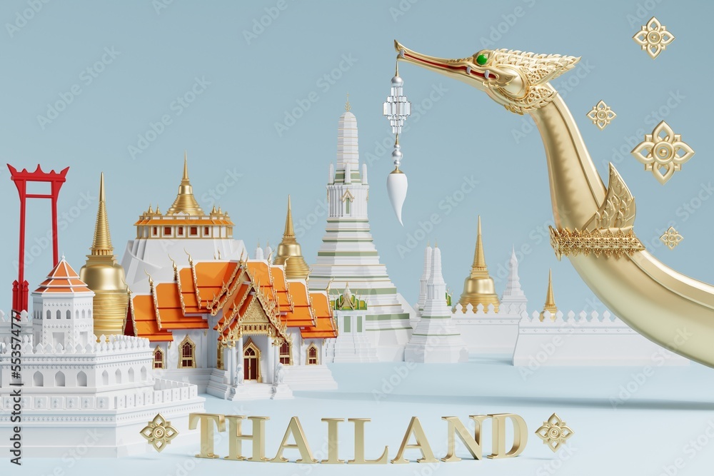 3d The iconic of thailand travel concept the most beautiful places to ...