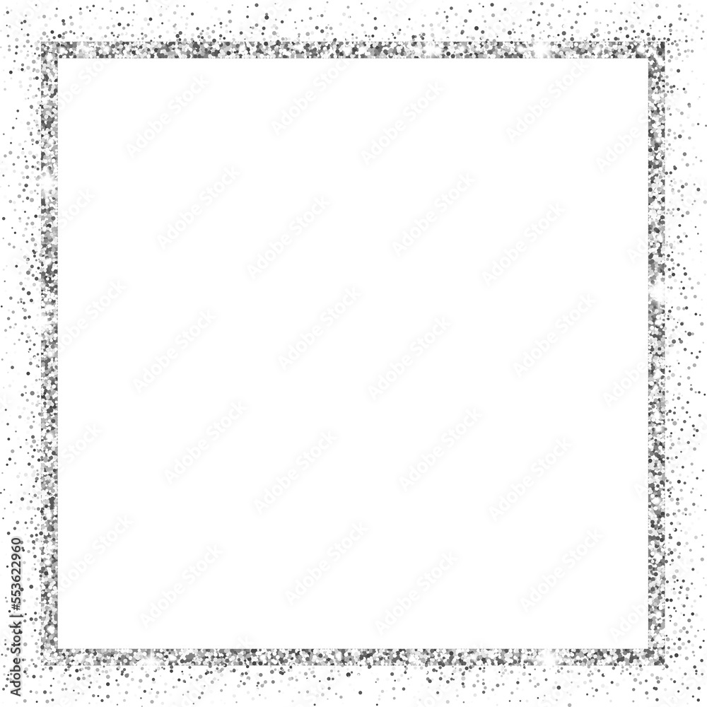 silver glitter square frame isolated on transparent background illustration, png, clip art Stock ...