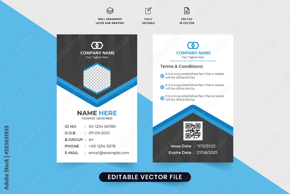 Business identity card template design with dark and blue colors ...